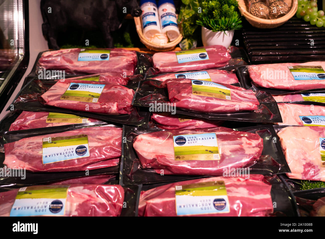 Imported Australian beef seen at a supermarket in Shanghai Stock Photo ...
