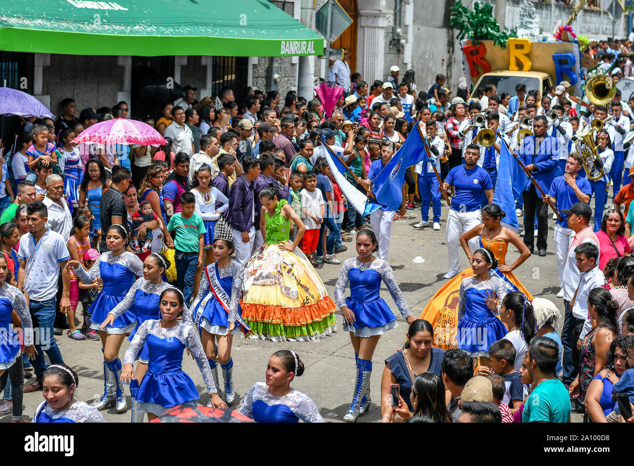 latin people walking in Guatemalan independence day parade Stock Photo ...