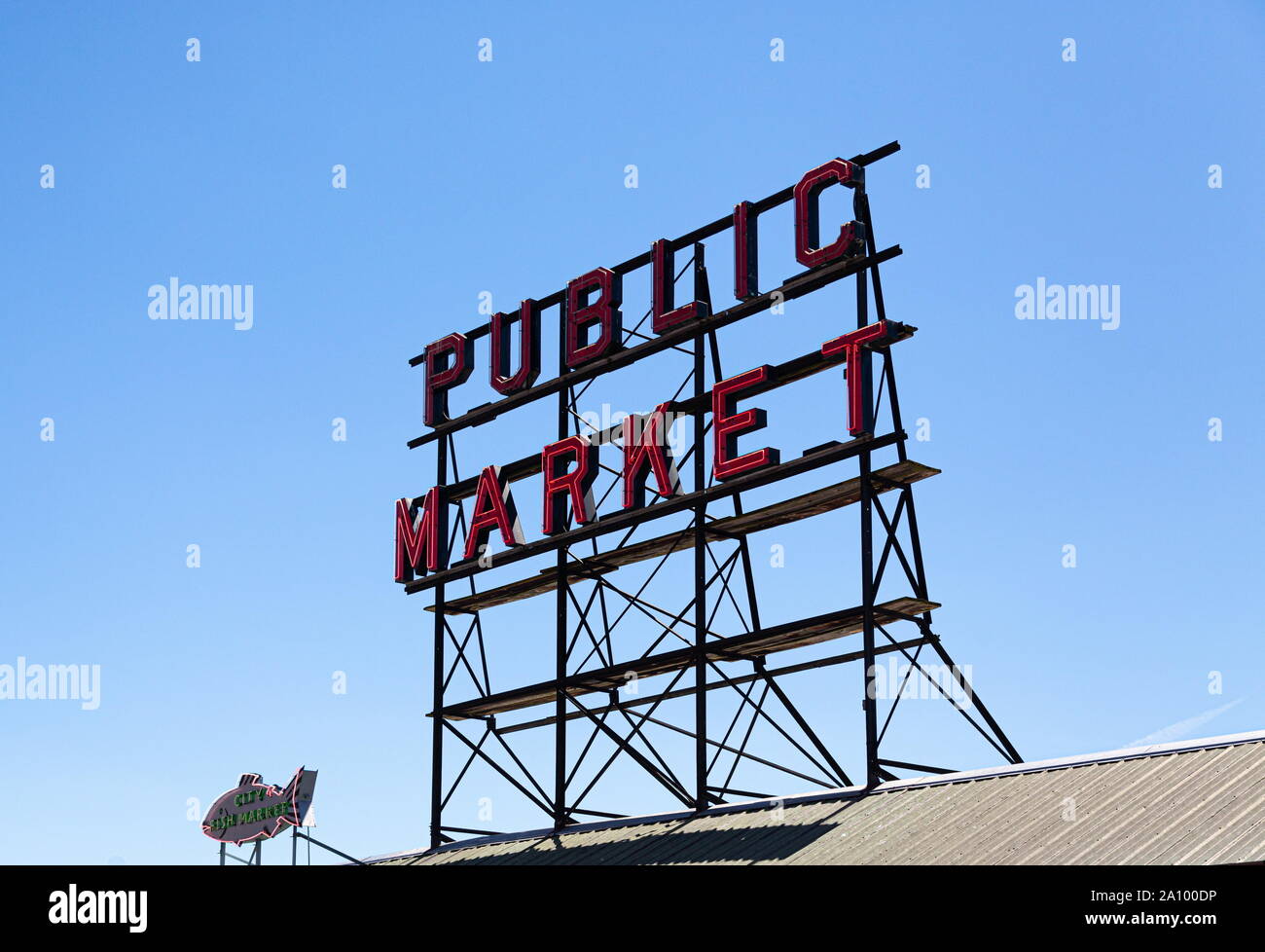 Market Sign in Seattle Stock Photo - Alamy