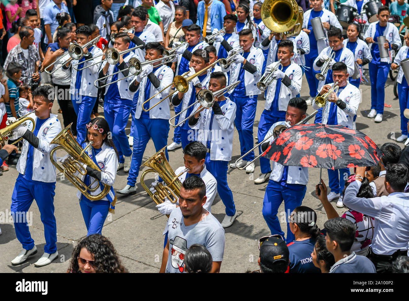 latin marching band in Guatemalan independence day parade Stock Photo ...