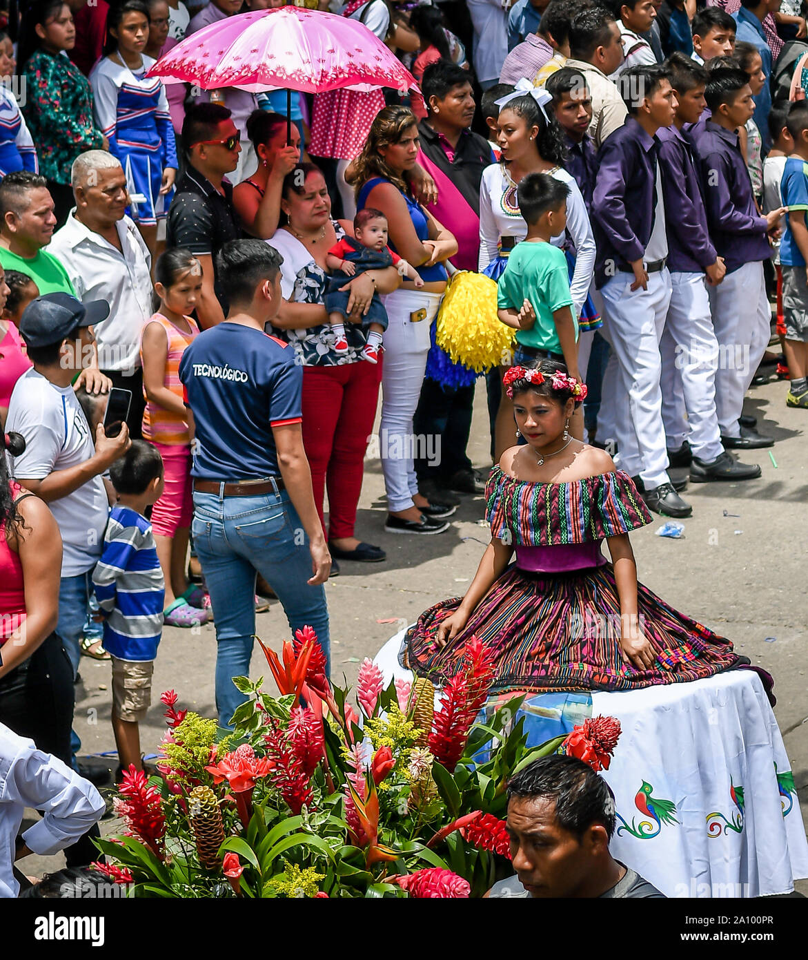 latin people walking in Guatemalan independence day parade Stock Photo ...
