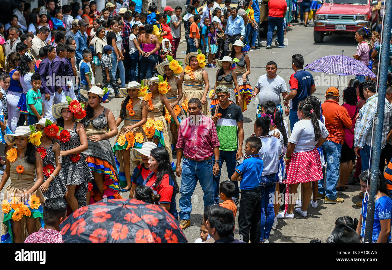 latin people walking in Guatemalan independence day parade Stock Photo ...