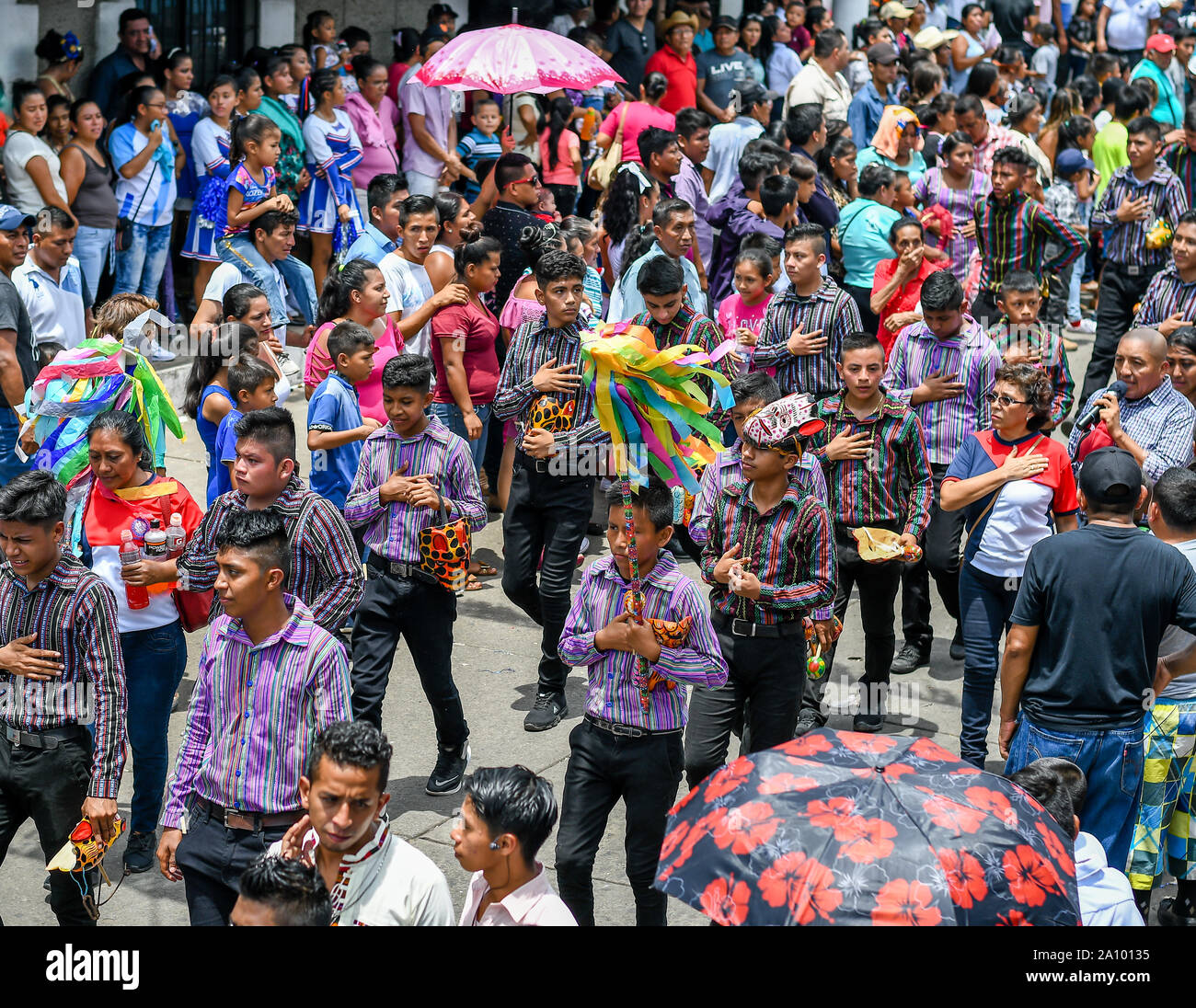 latin people walking in Guatemalan independence day parade Stock Photo ...