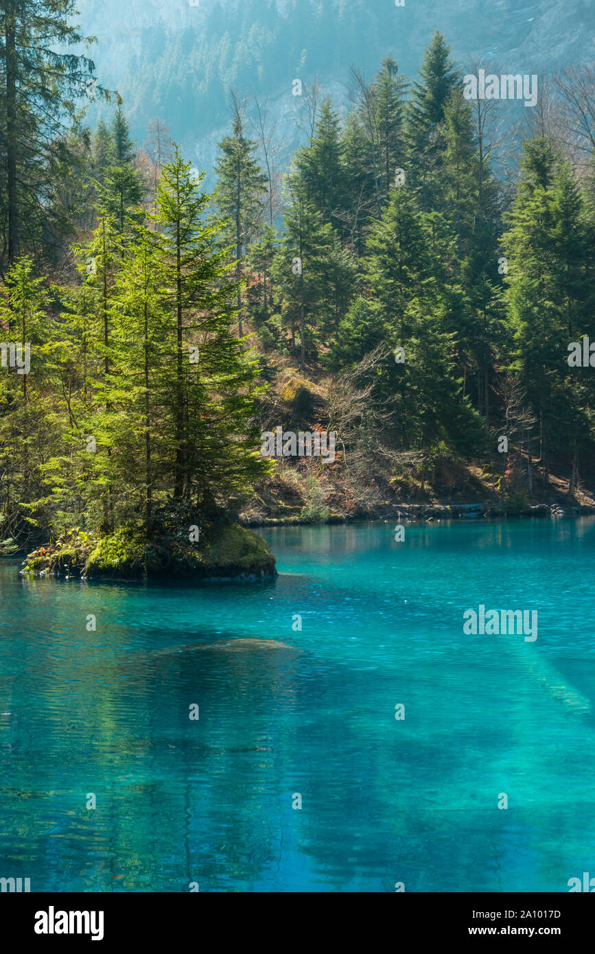 Lake Blausee, Switzerland, captured in spring 2019 Stock Photo - Alamy