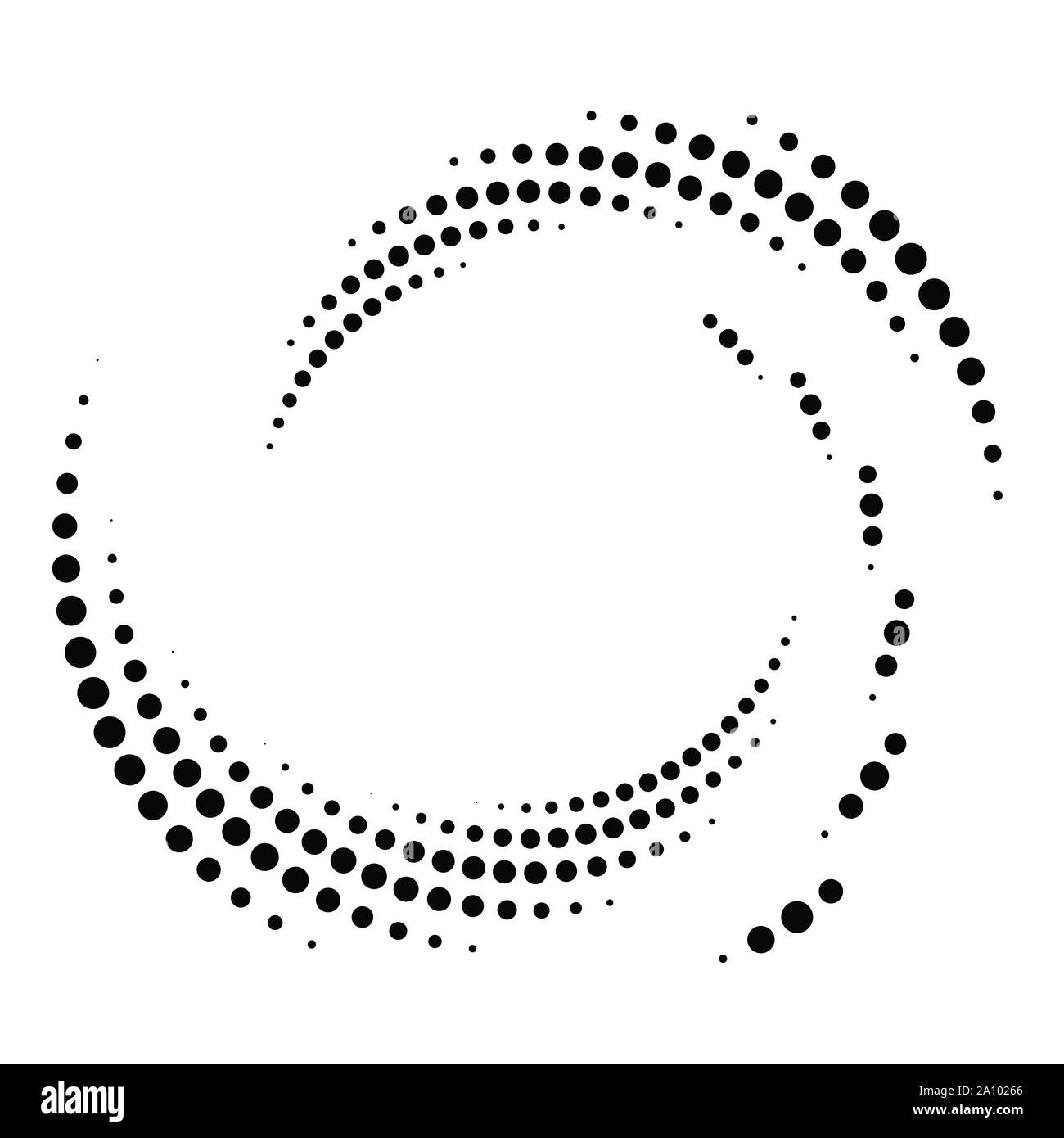 Dotted, dots, speckles abstract concentric circle. Spiral, swirl, twirl ...