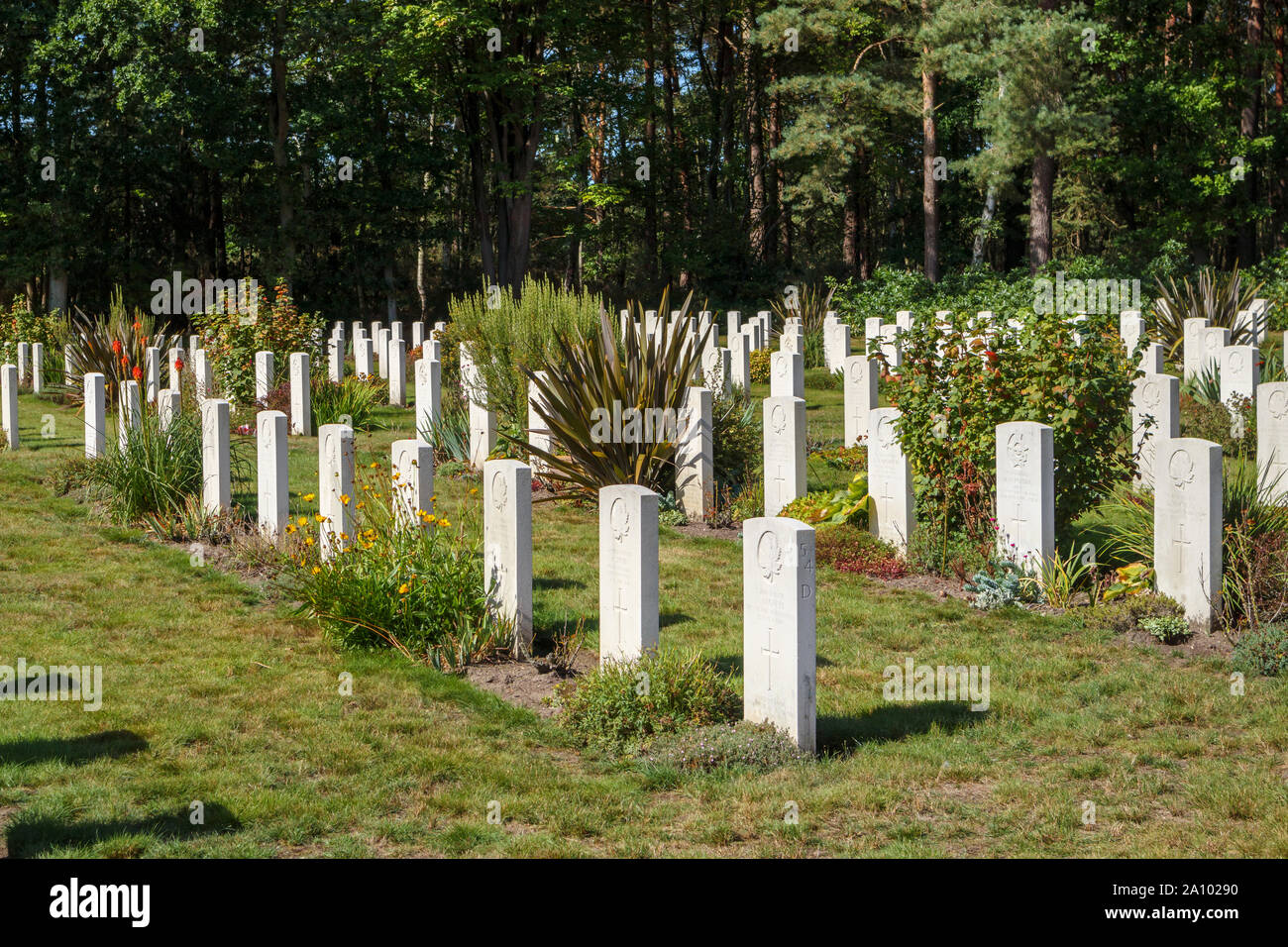 Rows of gravestones in the Canadian Section of the Military Cemetery at ...