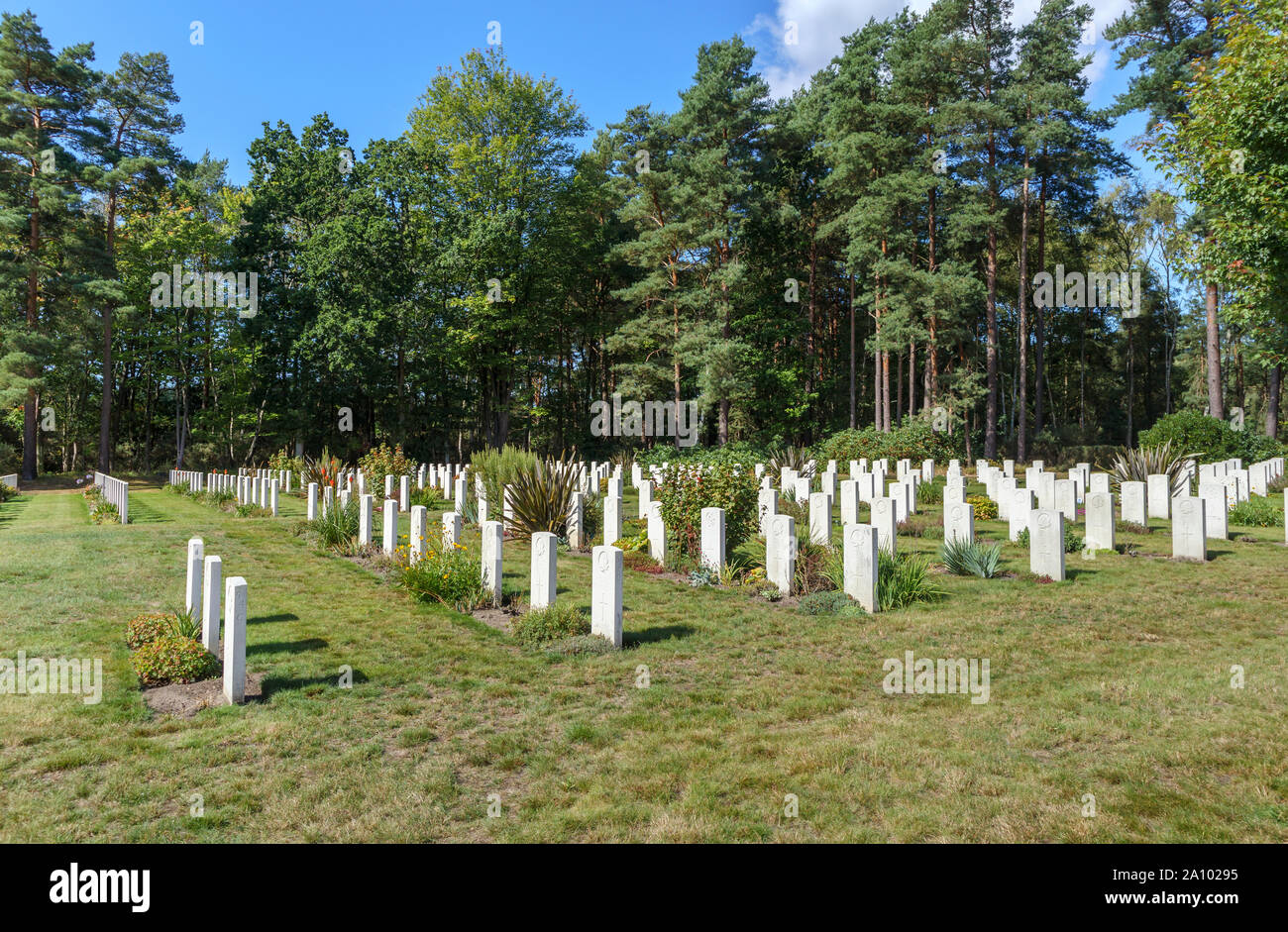 Rows of gravestones in the Canadian Section of the Military Cemetery at ...