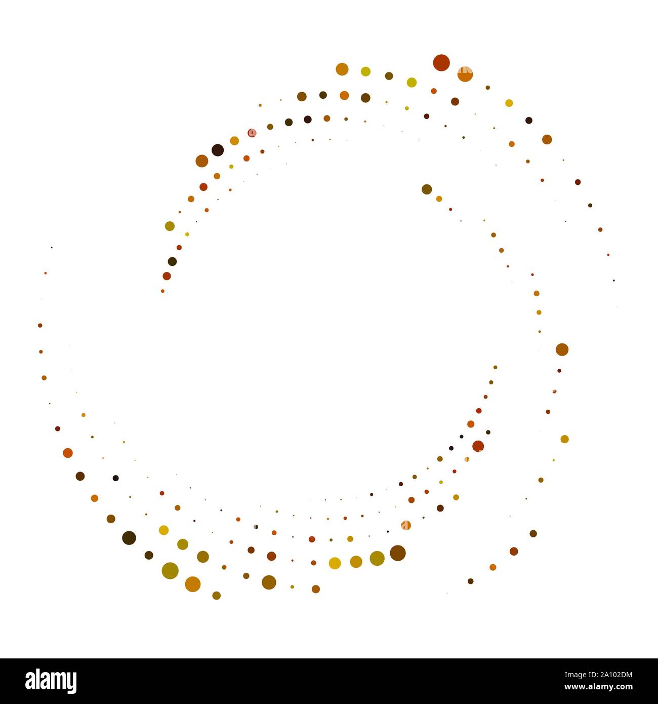 Random dotted, dots, halftone speckles concentric circle.Spiral, swirl ...
