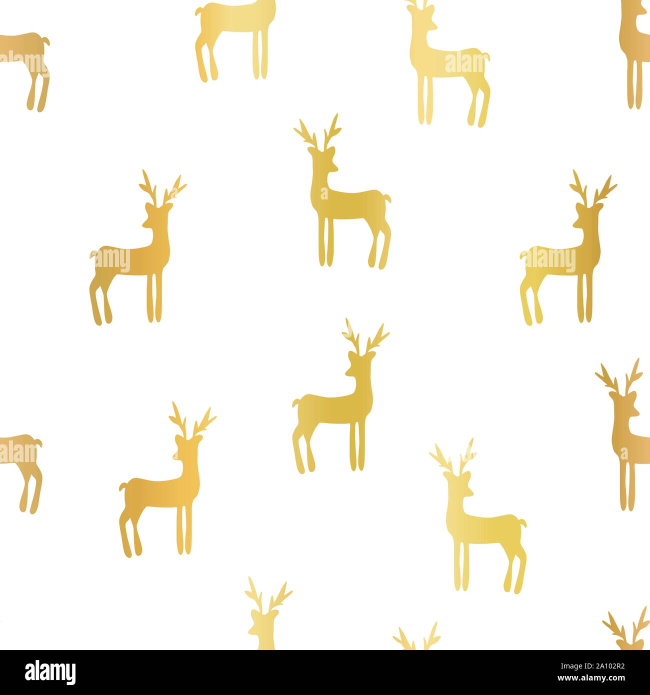 Gold foil deer silhouettes seamless vector background. Repeating ...