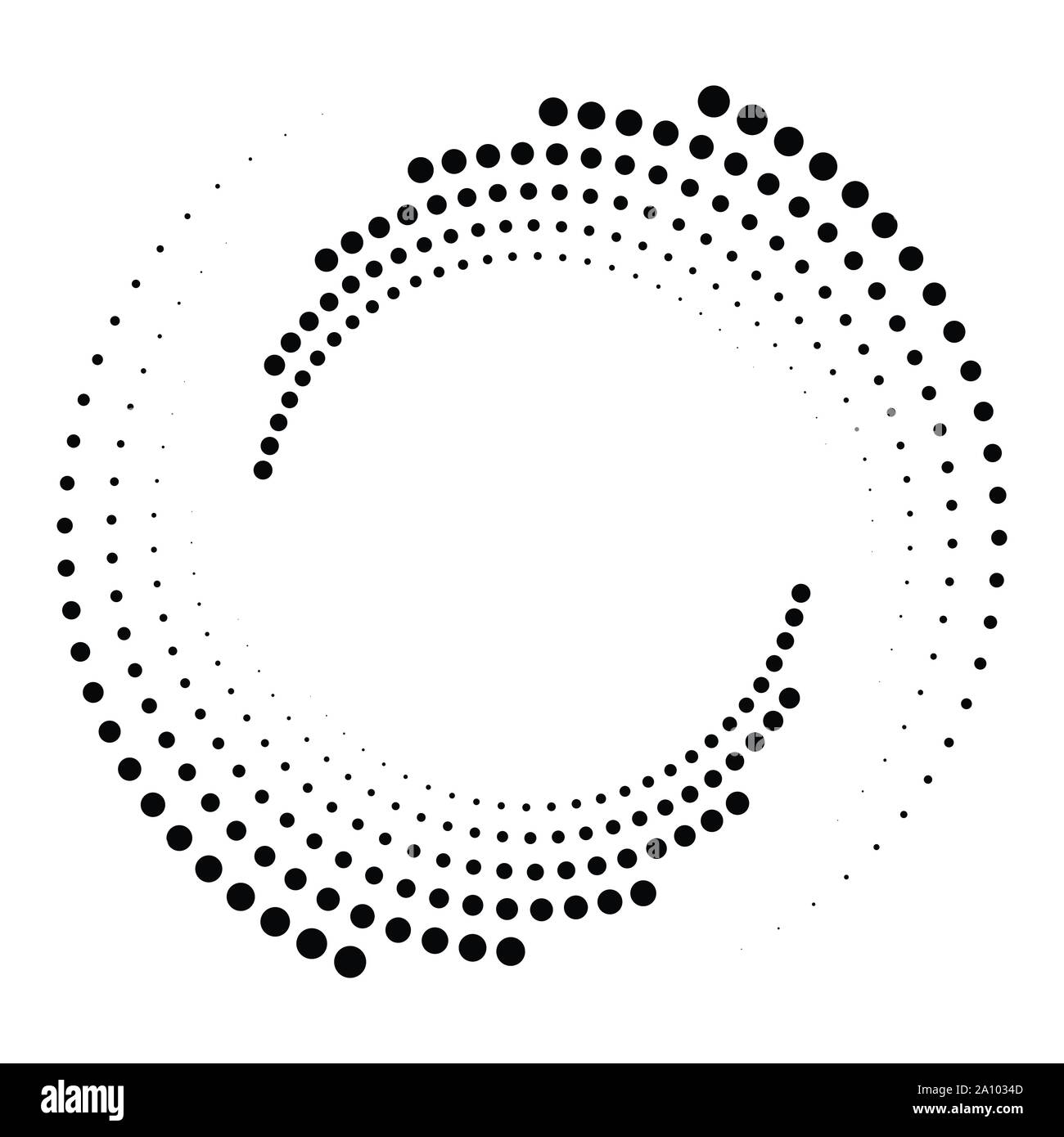 Dotted, dots, speckles abstract concentric circle. Spiral, swirl, twirl ...