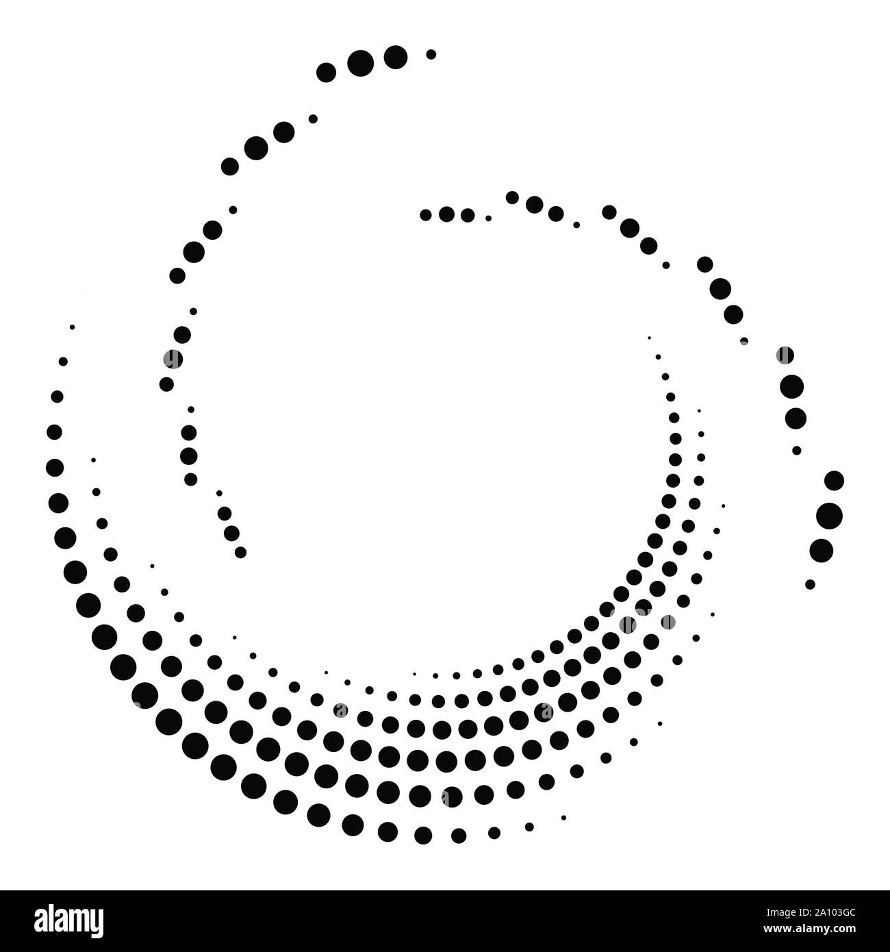 Dotted, dots, speckles abstract concentric circle. Spiral, swirl, twirl ...