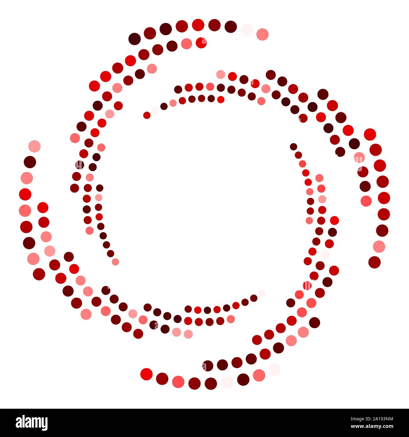 Dotted, dots, speckles abstract concentric circle. Spiral, swirl, twirl ...