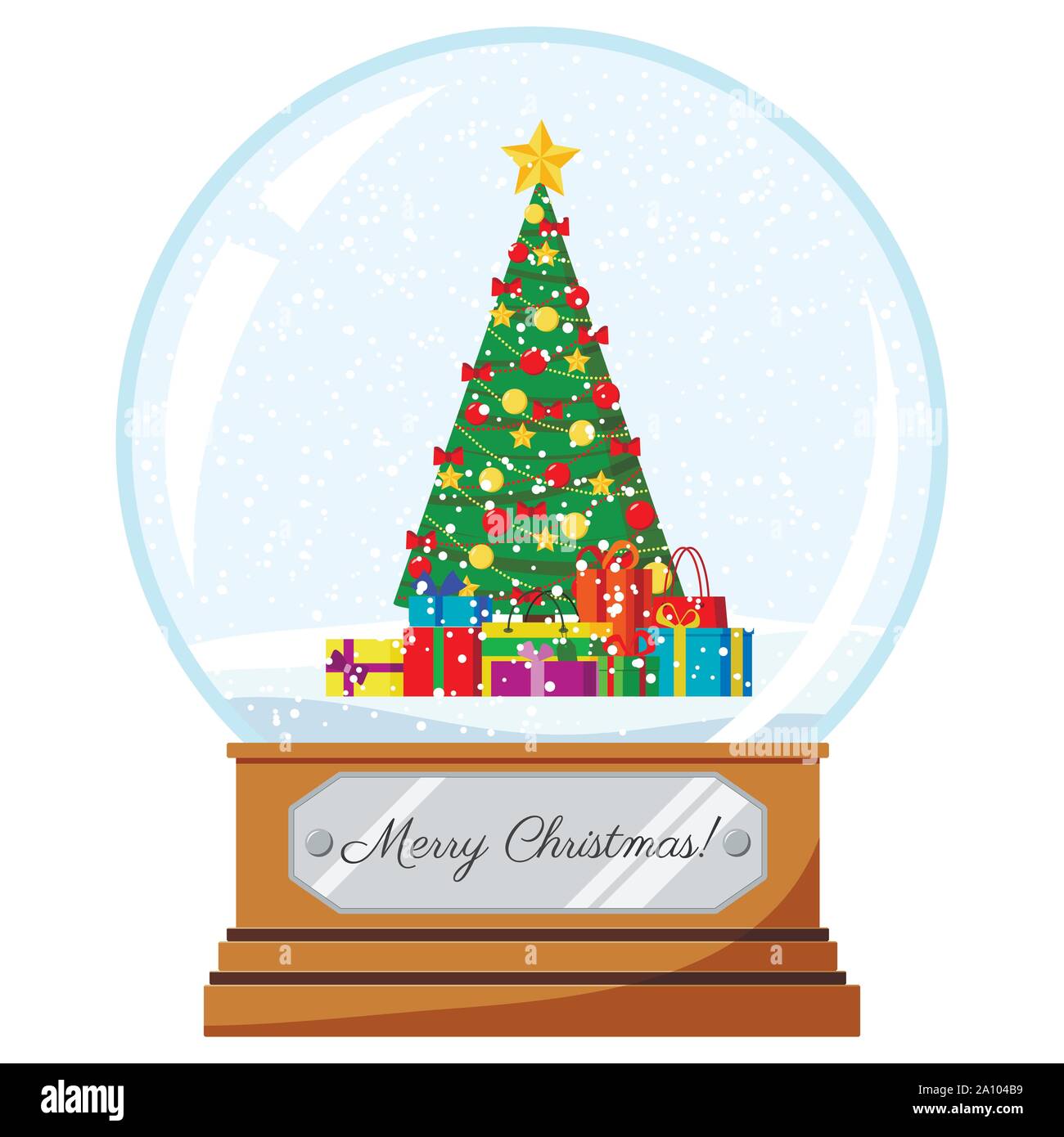 Cartoon Christmas Tree With Snow