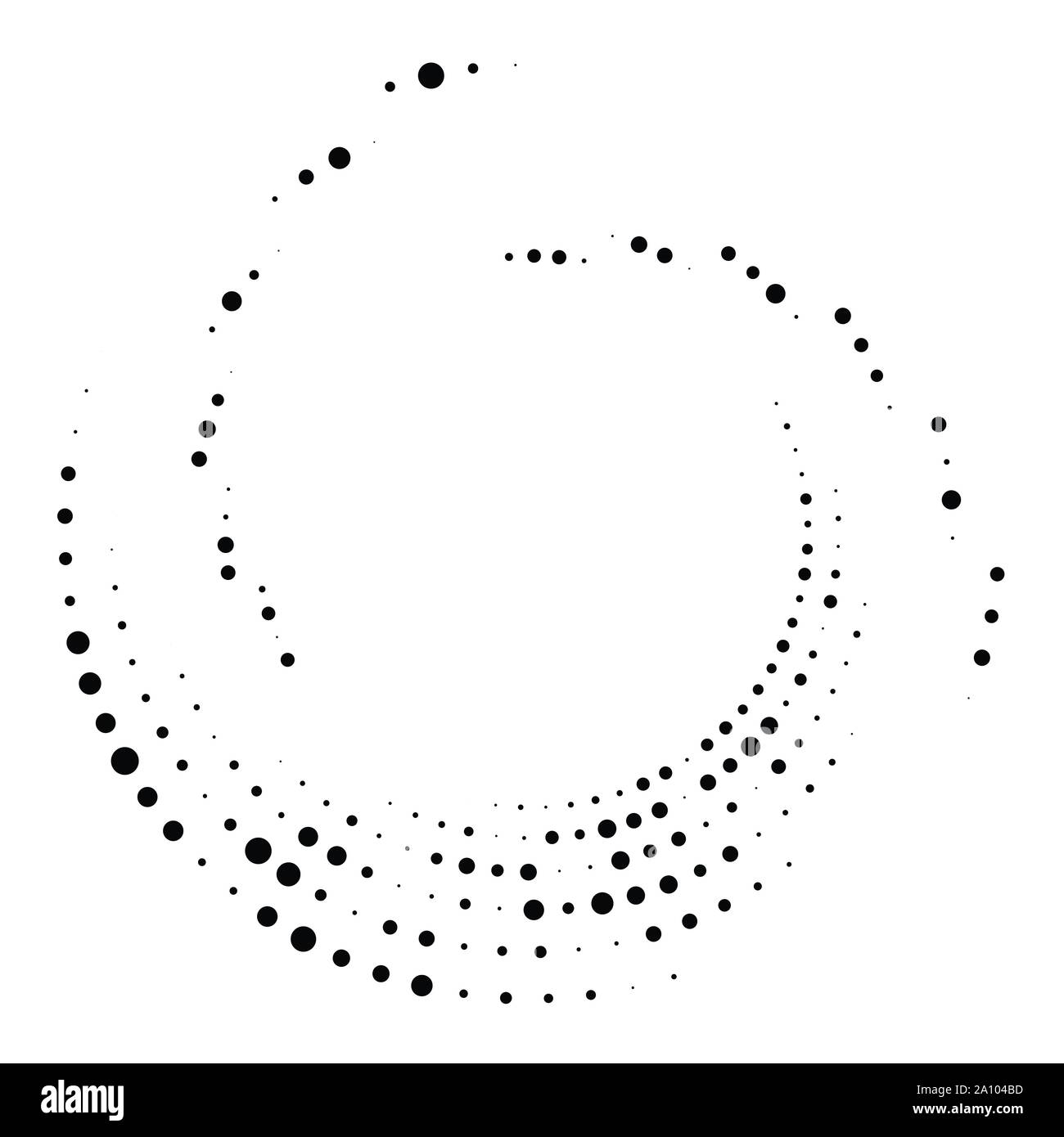 Random dotted, dots, halftone speckles concentric circle.Spiral, swirl ...