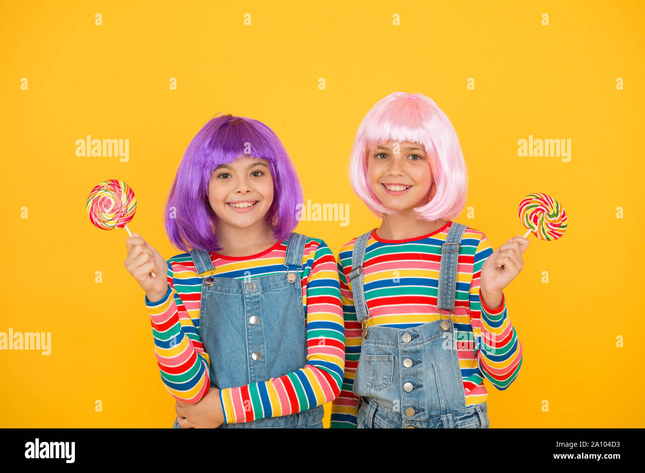 Sweet life. Anime cosplay party concept. Happy little girls. Anime fan ...