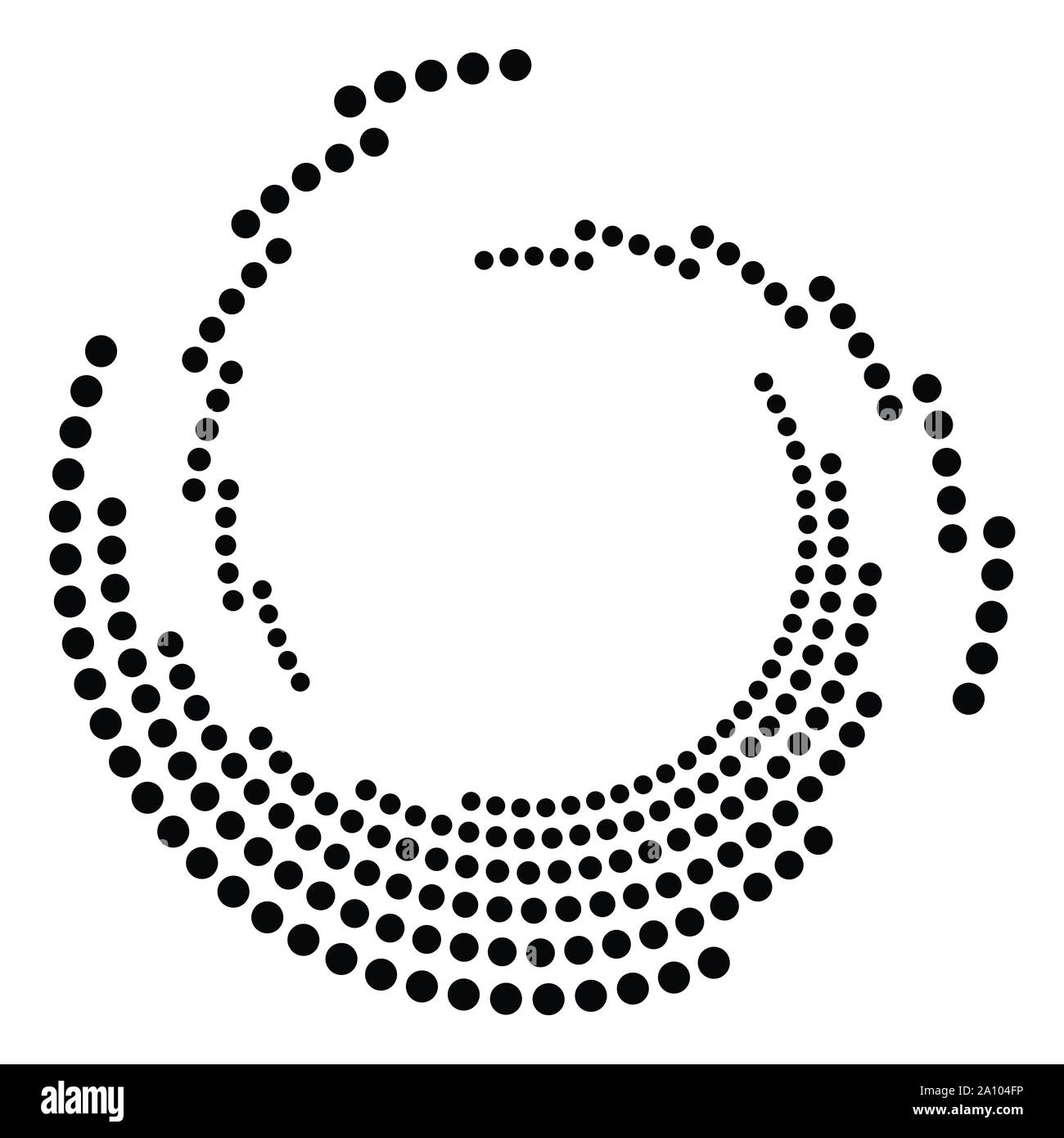 Dotted, dots, speckles abstract concentric circle. Spiral, swirl, twirl ...