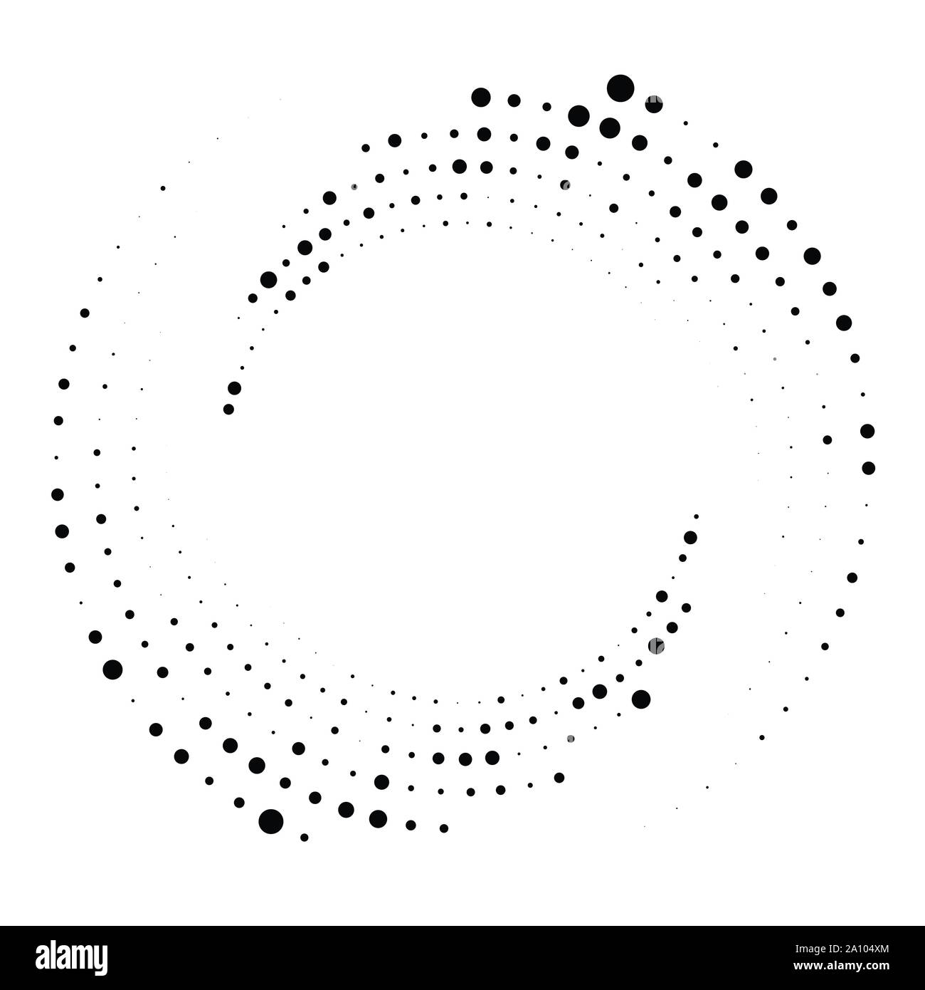 Random dotted, dots, halftone speckles concentric circle.Spiral, swirl ...