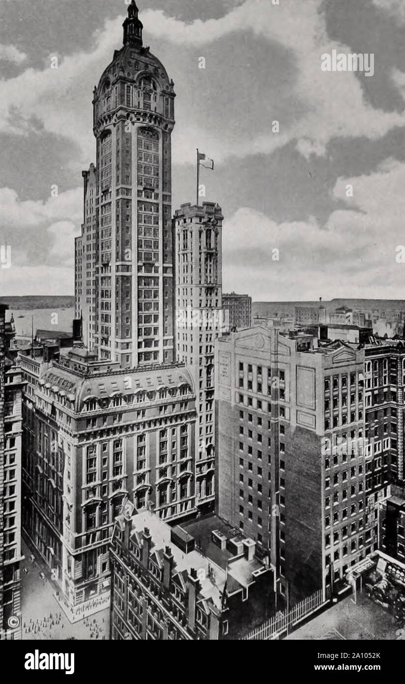 Singer Building and part of Financial District, New York City, circa ...