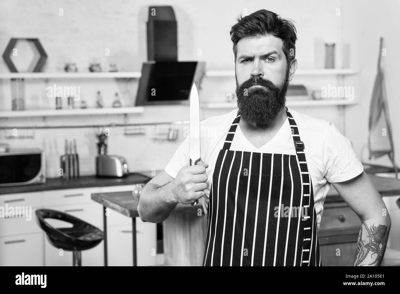 Confident chef male beard Black and White Stock Photos & Images - Alamy