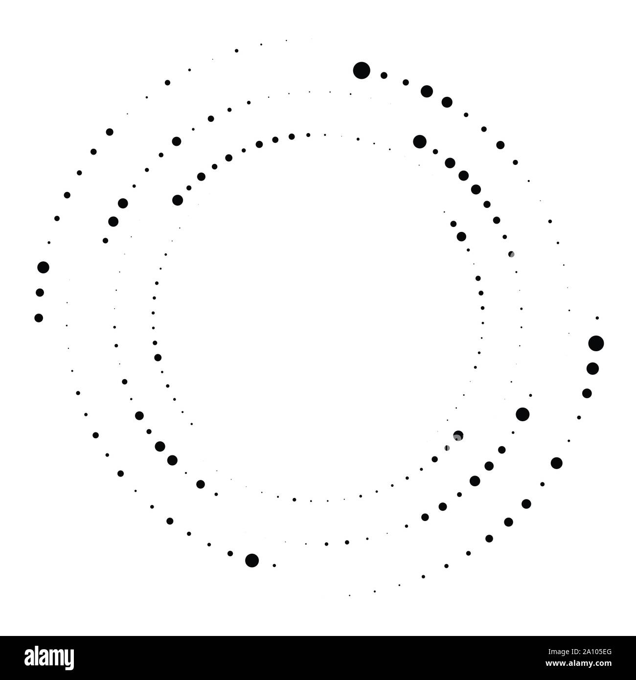 Random dotted, dots, halftone speckles concentric circle.Spiral, swirl ...