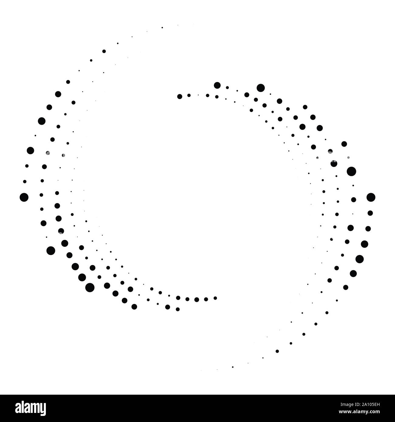 Random dotted, dots, halftone speckles concentric circle.Spiral, swirl ...