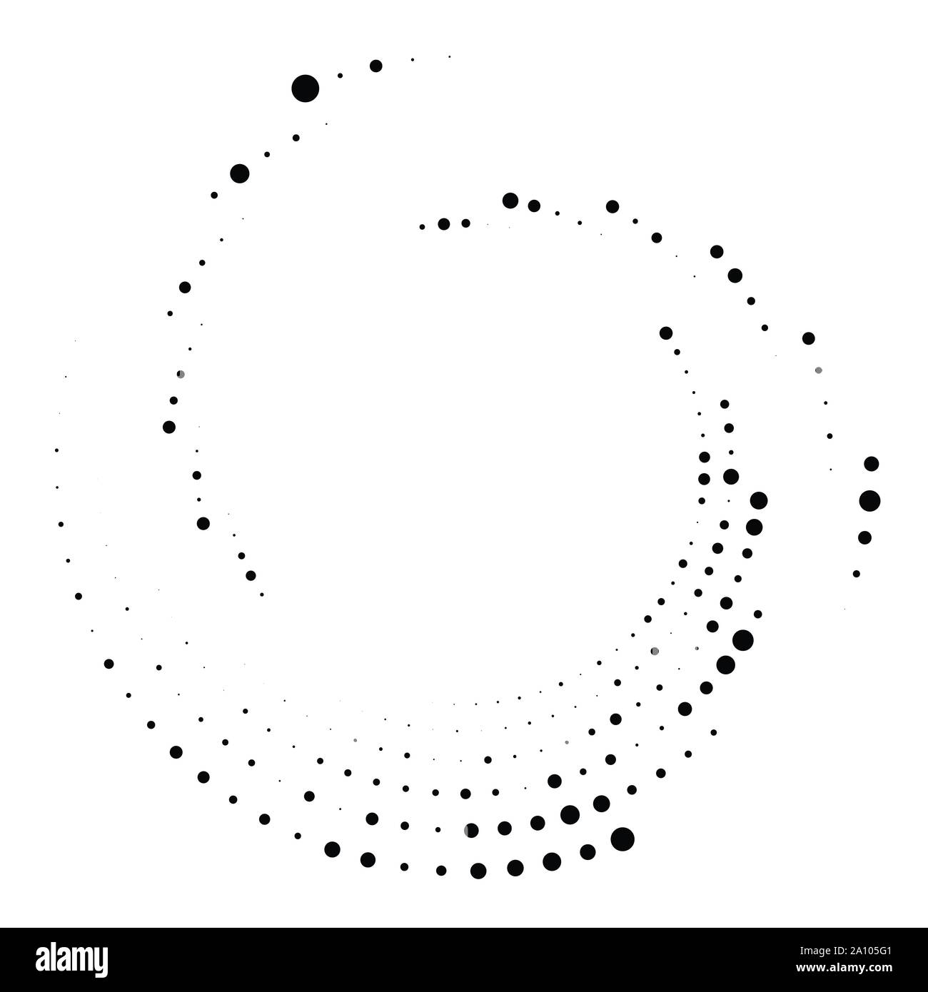Random dotted, dots, halftone speckles concentric circle.Spiral, swirl ...