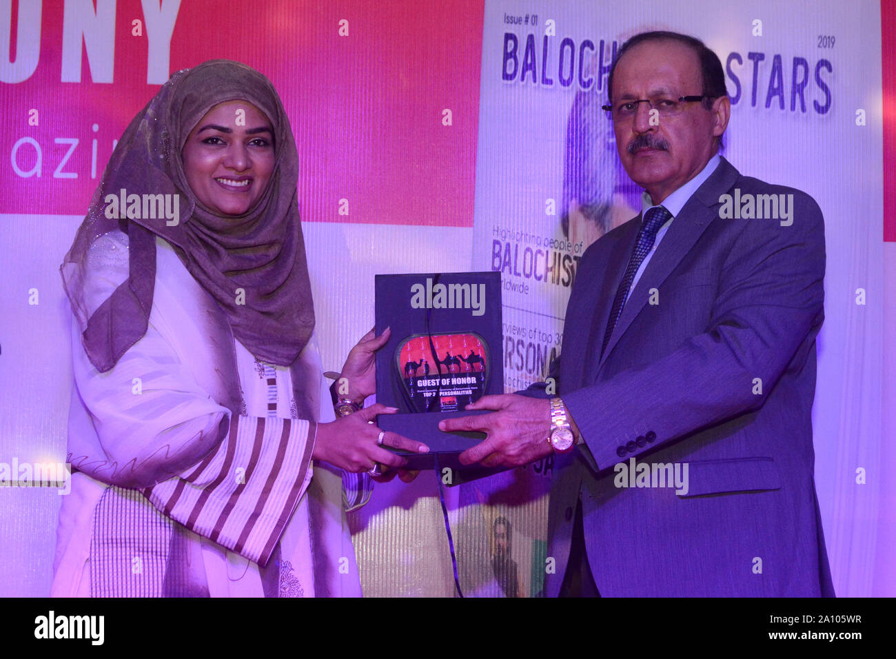 Quetta, Pakistan. 22nd Sep, 2019. Dr. Ghulam Rasul giving the shield to ...