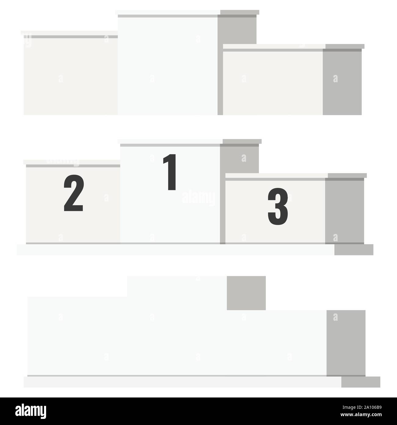 Flat style vector illustration set of white winner podium templates ...