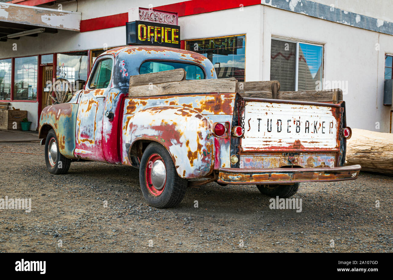 Vintage Rusted Studebaker Pickup Truck circa 1946 - Rear View Stock ...