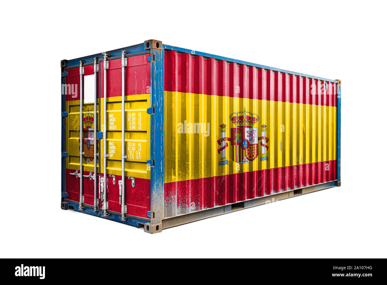 The concept of Spain export-import, container transporting and national ...