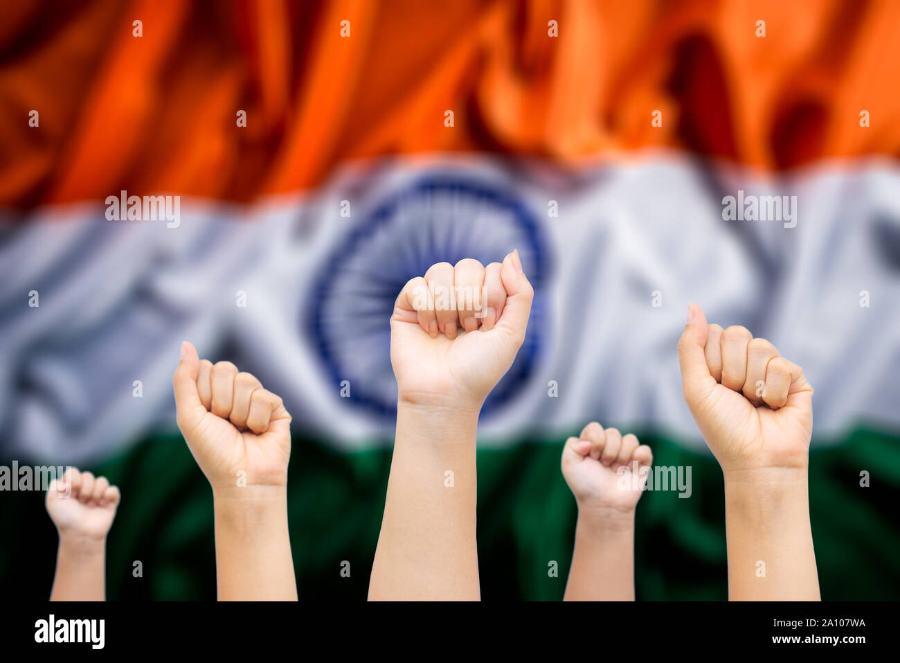 Happy India republic, Hands of people with India national flag in ...