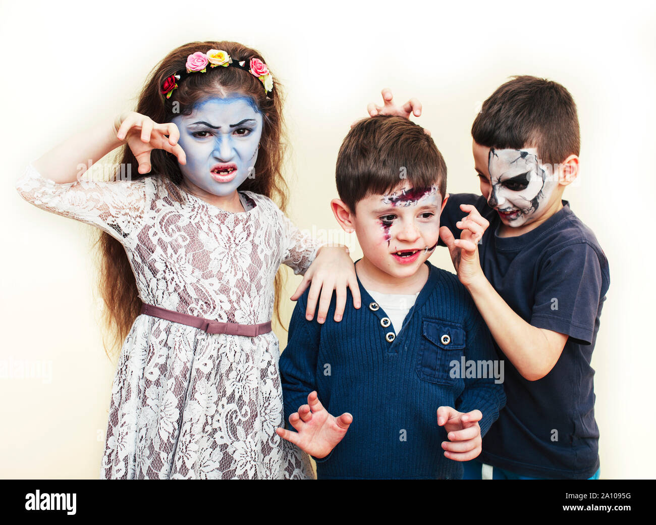 zombie apocalypse kids concept. Birthday party celebration facepaint on ...