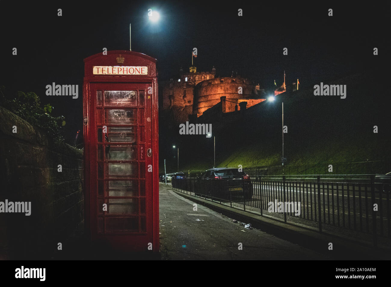 EDINBURGH, SCOTLAND DECEMBER 13, 2018: Old British red phone booth ...
