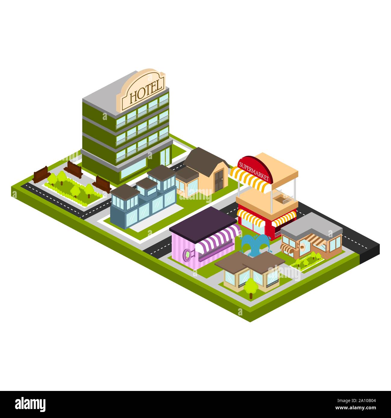 Isolated skyline of a 3d city over a white background - Vector Stock ...