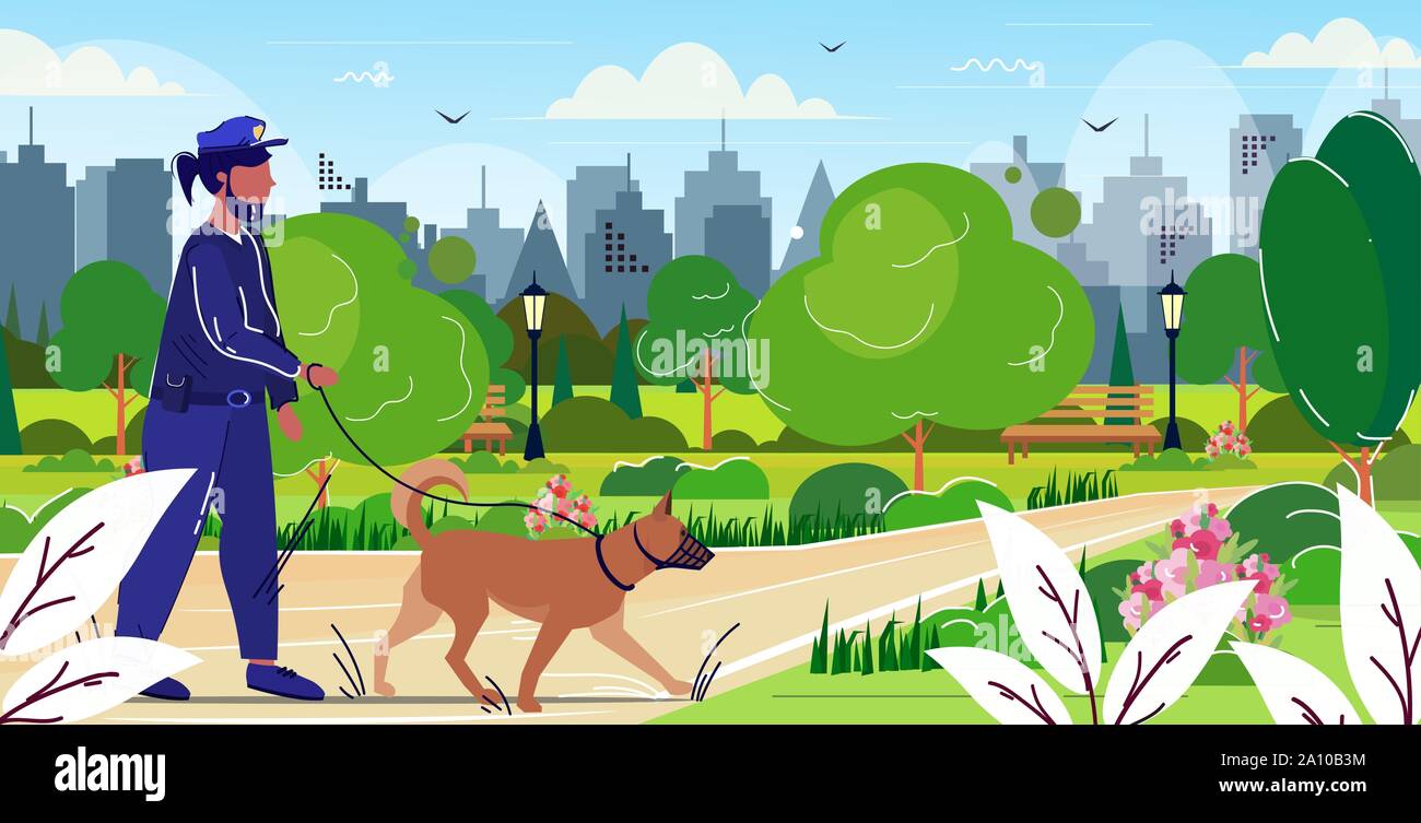 police officer walking with german shepherd policeman in uniform with ...