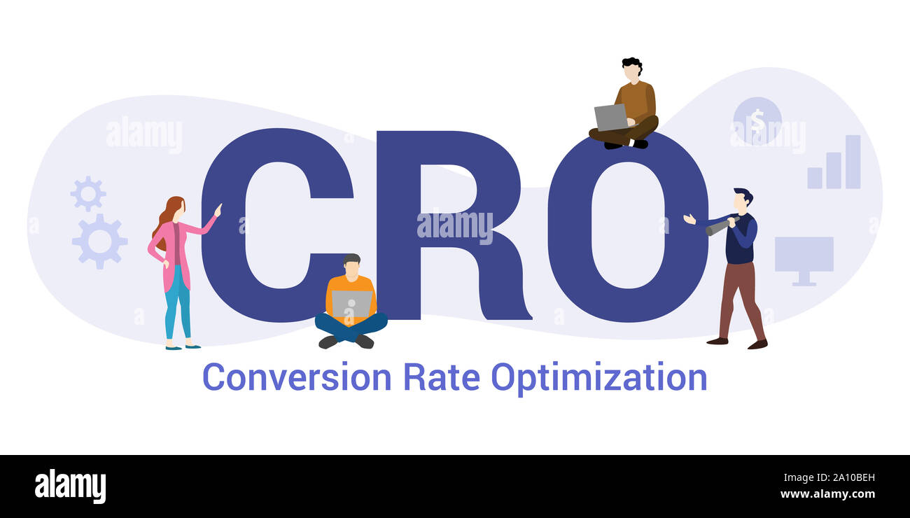 cro conversion rate optimization concept with big word or text and team ...