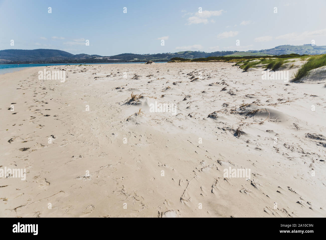sand dunes along deserted beach in Marion Bay along the East Coast of ...