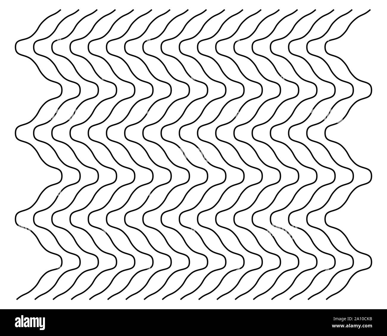 Abstract wavy, waving (zigzag) lines element. Vertical lines, stripes with billowy, undulate ...