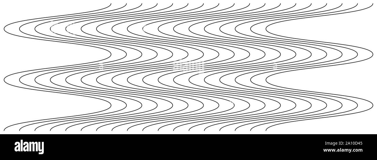 Abstract wavy, waving (zigzag) lines element.Vertical lines, stripes with billowy, undulate ...