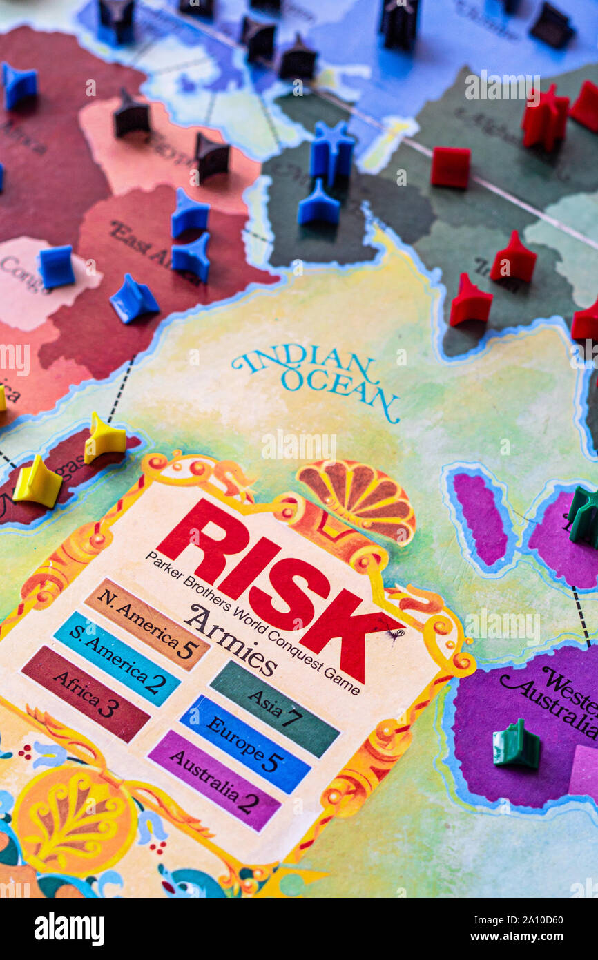 1975 Risk board game - With cards, dice, and tokens Stock Photo - Alamy