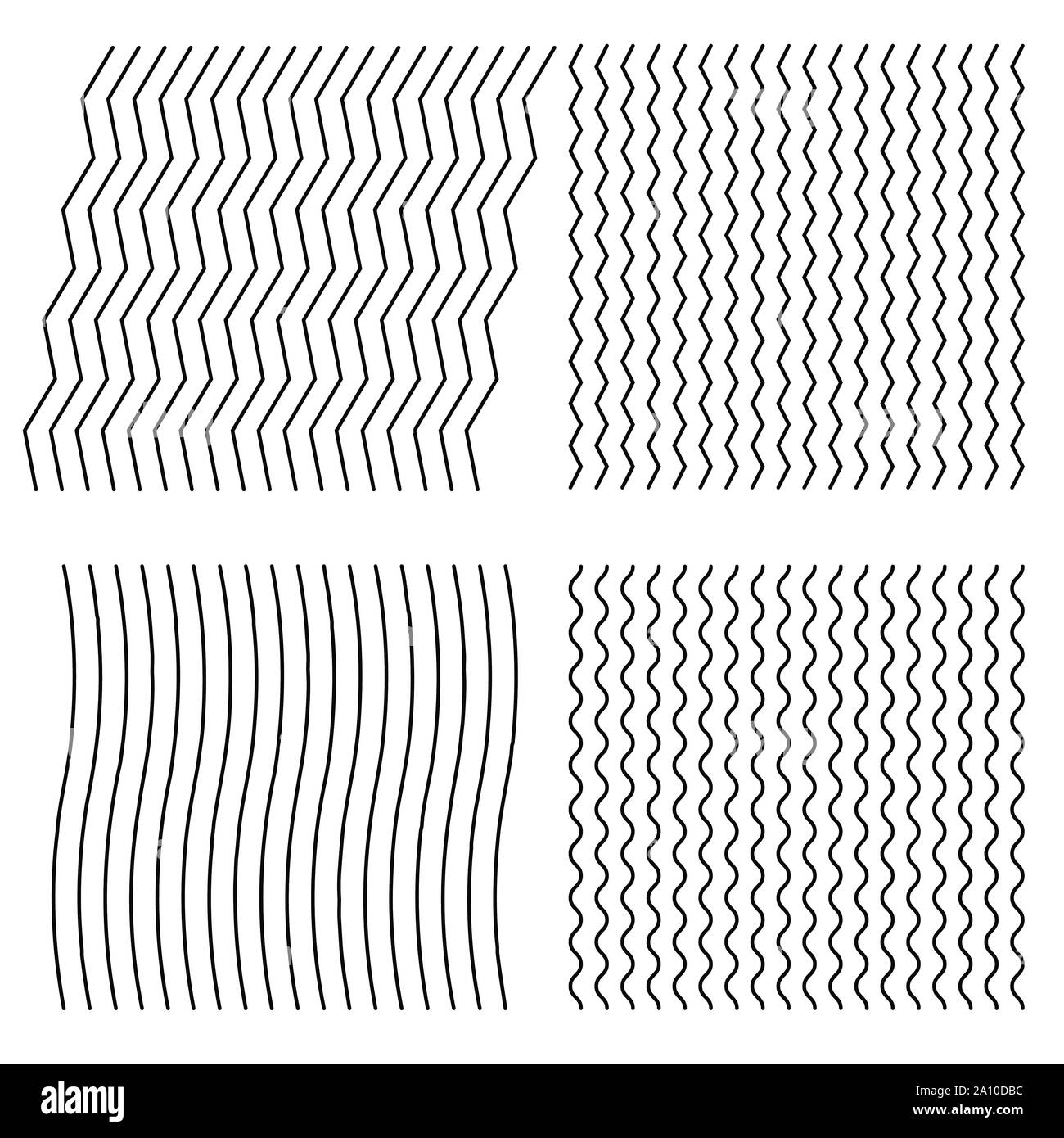 Abstract wavy, waving (zigzag) lines element. Vertical lines, stripes with billowy, undulate ...