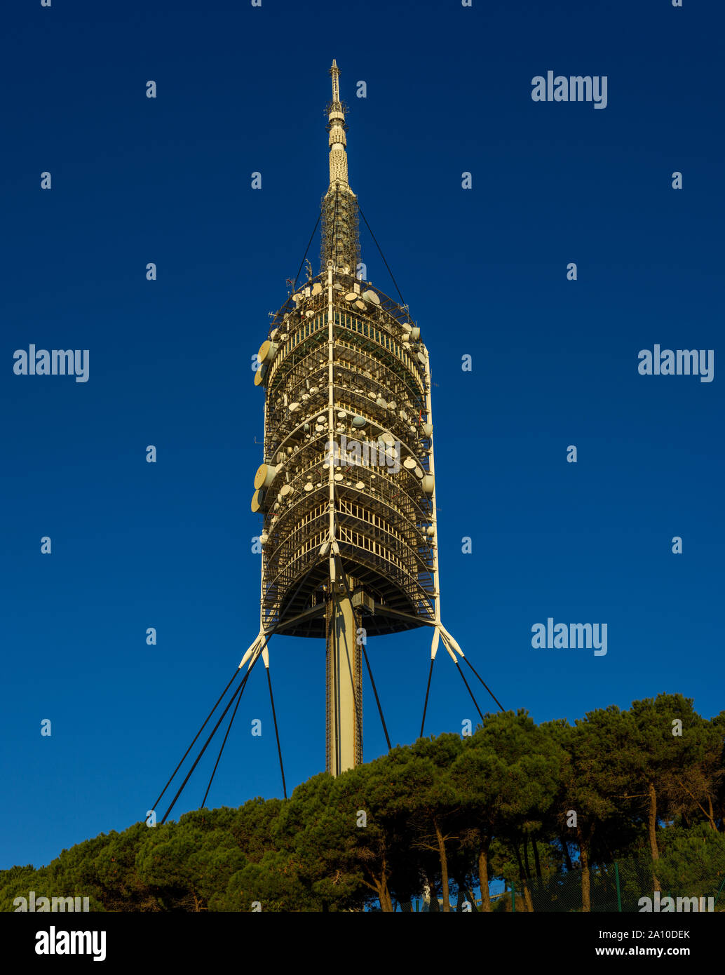 The Collserola Tower is the highest point around Barcelona. View of the ...