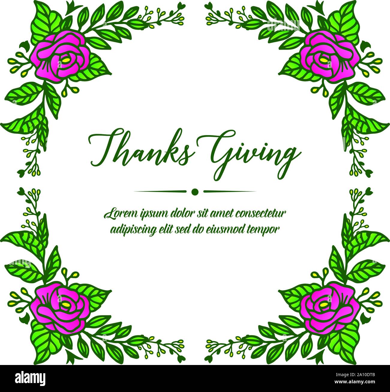 Card perfect thanksgiving, with art of pink rose flower frame. Vector ...