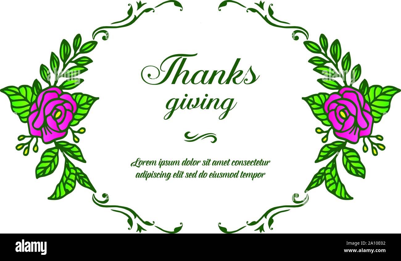 Card perfect thanksgiving, with art of pink rose flower frame. Vector ...