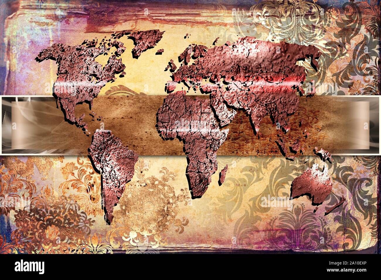 World map paint design art illustration Stock Photo - Alamy