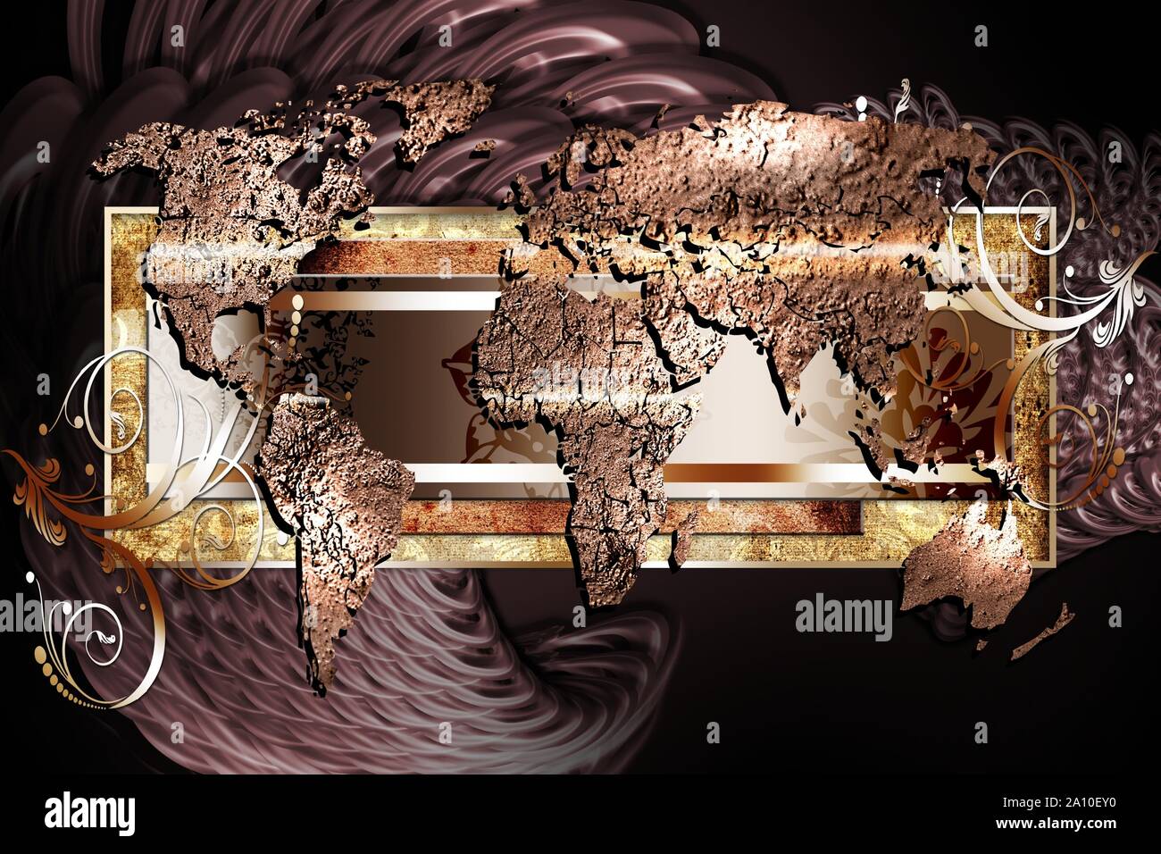 World map paint design art illustration Stock Photo - Alamy