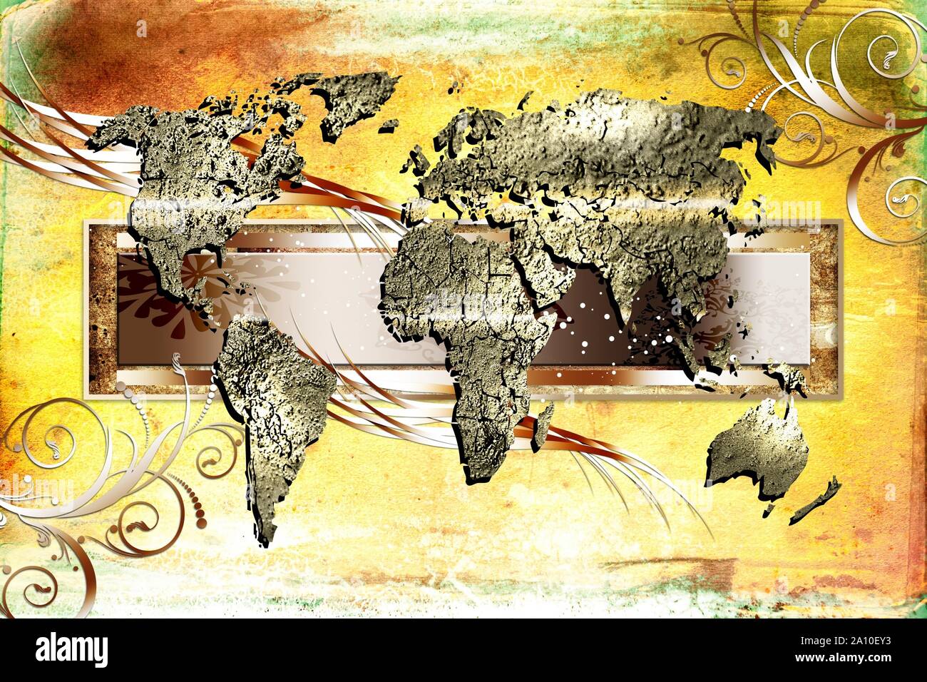 World map paint design art illustration Stock Photo - Alamy