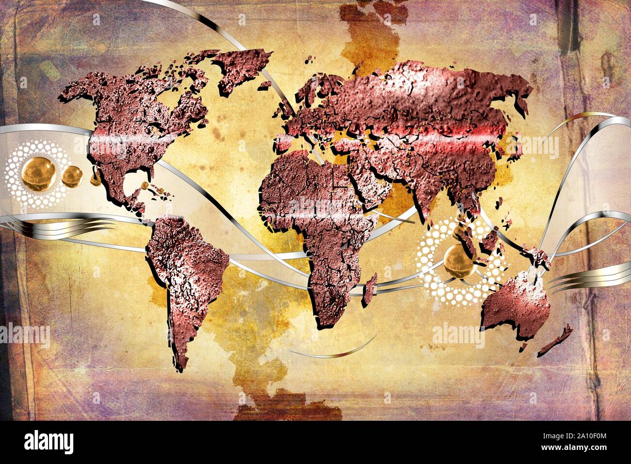 World map paint design art illustration Stock Photo - Alamy