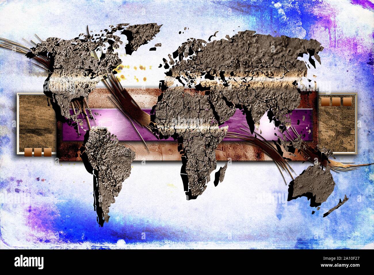 World map paint design art illustration Stock Photo - Alamy