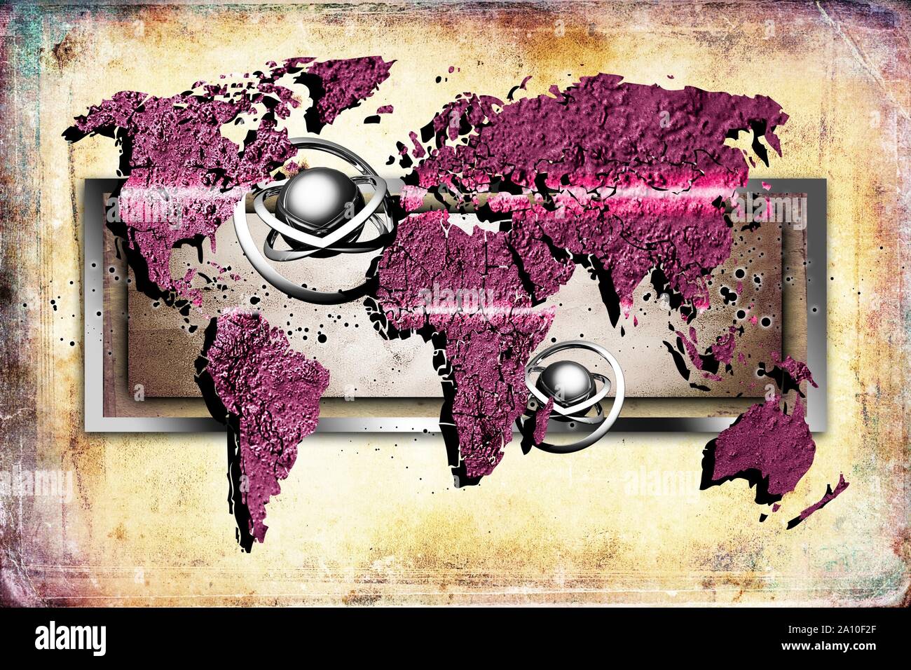 World map paint design art illustration Stock Photo - Alamy